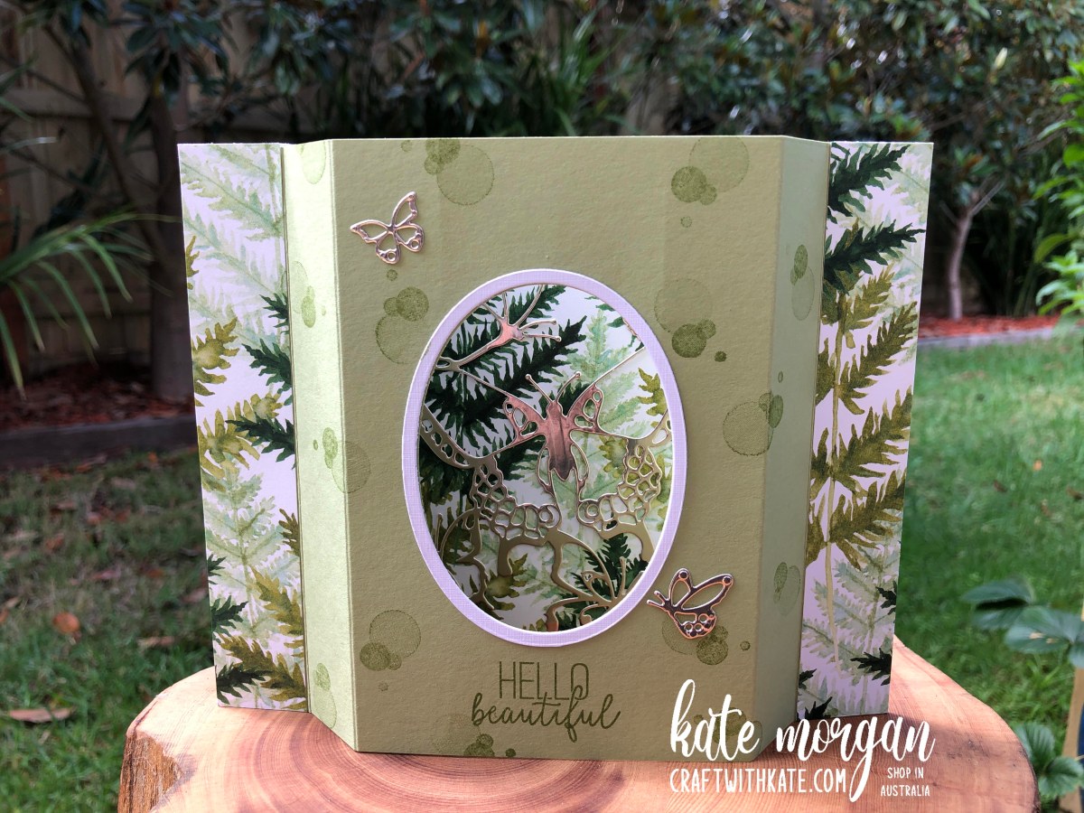 Diorama Fancy Fold card with Forever Greenery and Butterfly Beauty ...